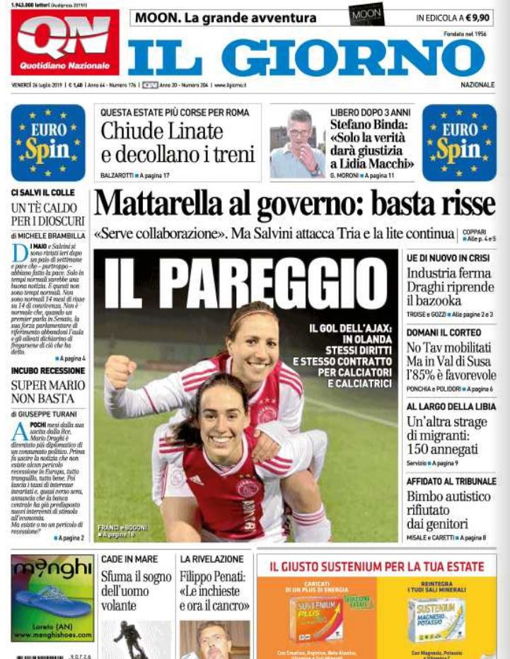 I giornali del 26 luglio | Foto - Sportmediaset