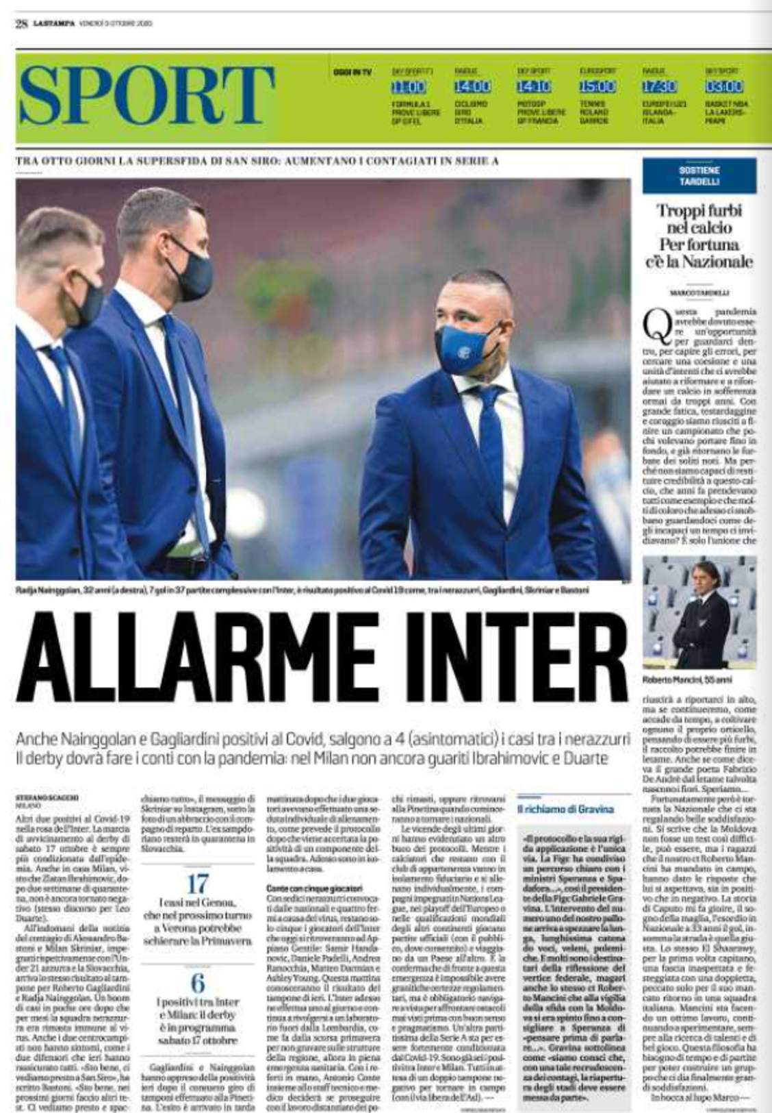 I giornali: venerdì 9 ottobre | Foto - Sportmediaset