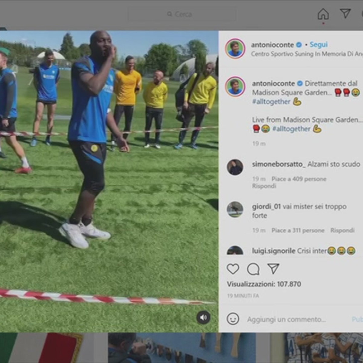 La sfida ai guantoni tra Conte e Lautaro | Video - Sportmediaset