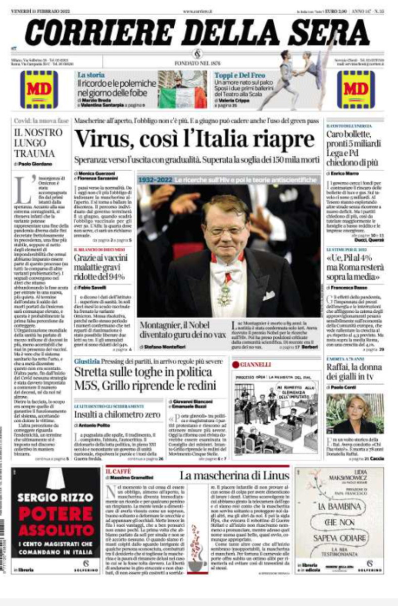 I giornali dell'11 febbraio