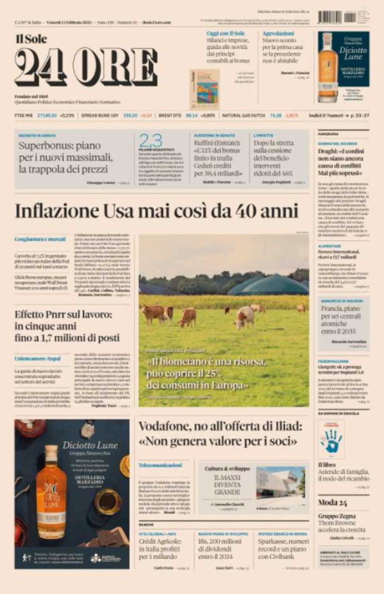 I giornali dell'11 febbraio