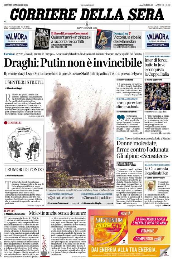 I giornali del 12 maggio