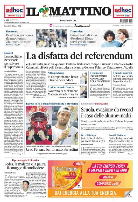 I giornali del 13 giugno