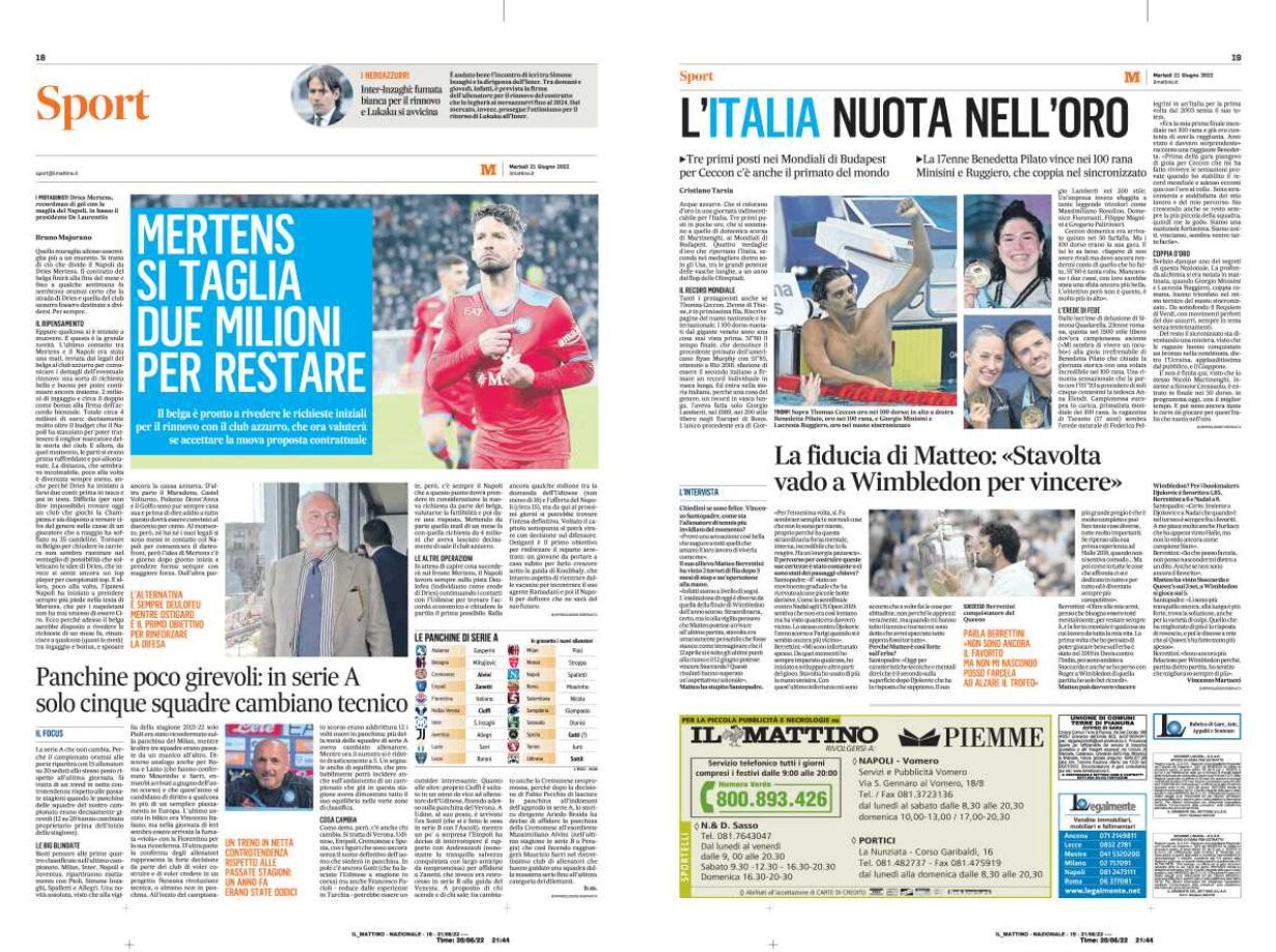 I giornali: 21 giugno