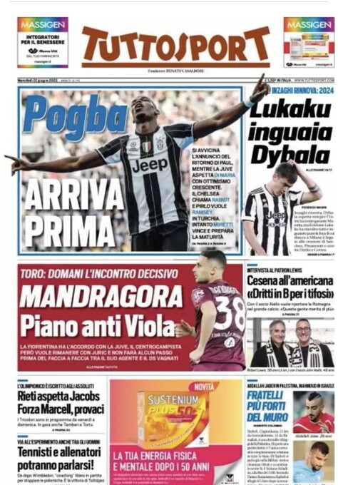 I giornali del 22 giugno