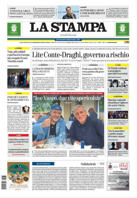 I giornali del 30 giugno