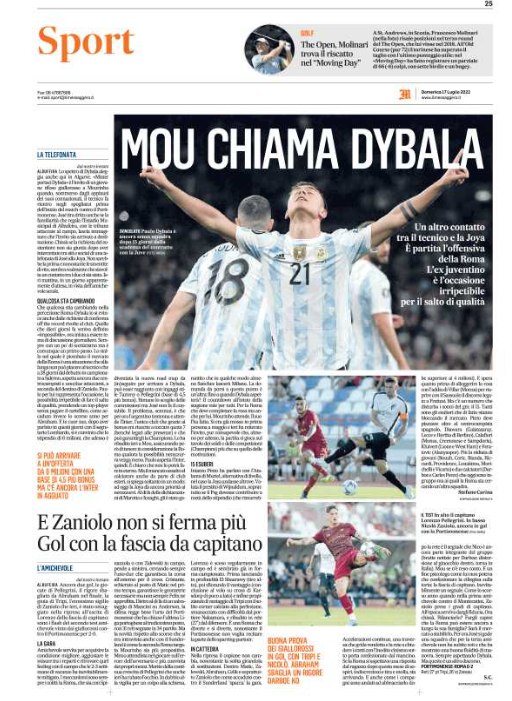 I giornali del 17 luglio