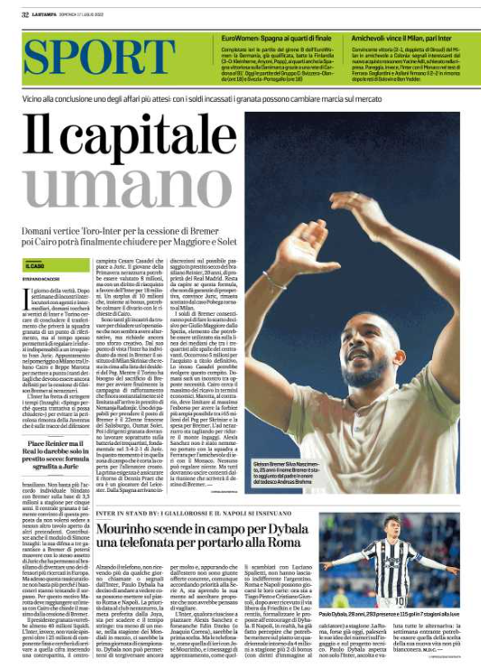 I giornali del 17 luglio