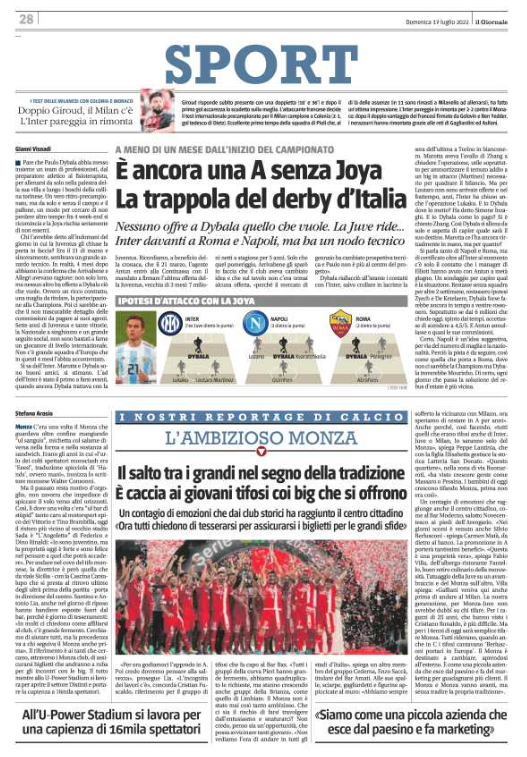 I giornali del 17 luglio