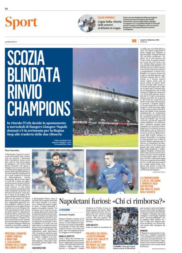 I giornali: lunedì 12 settembre 2022