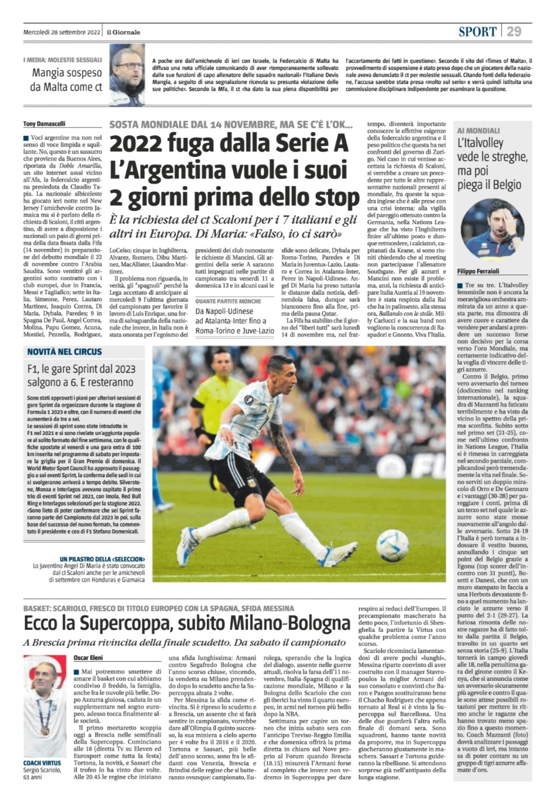 I giornali del 28 settembre