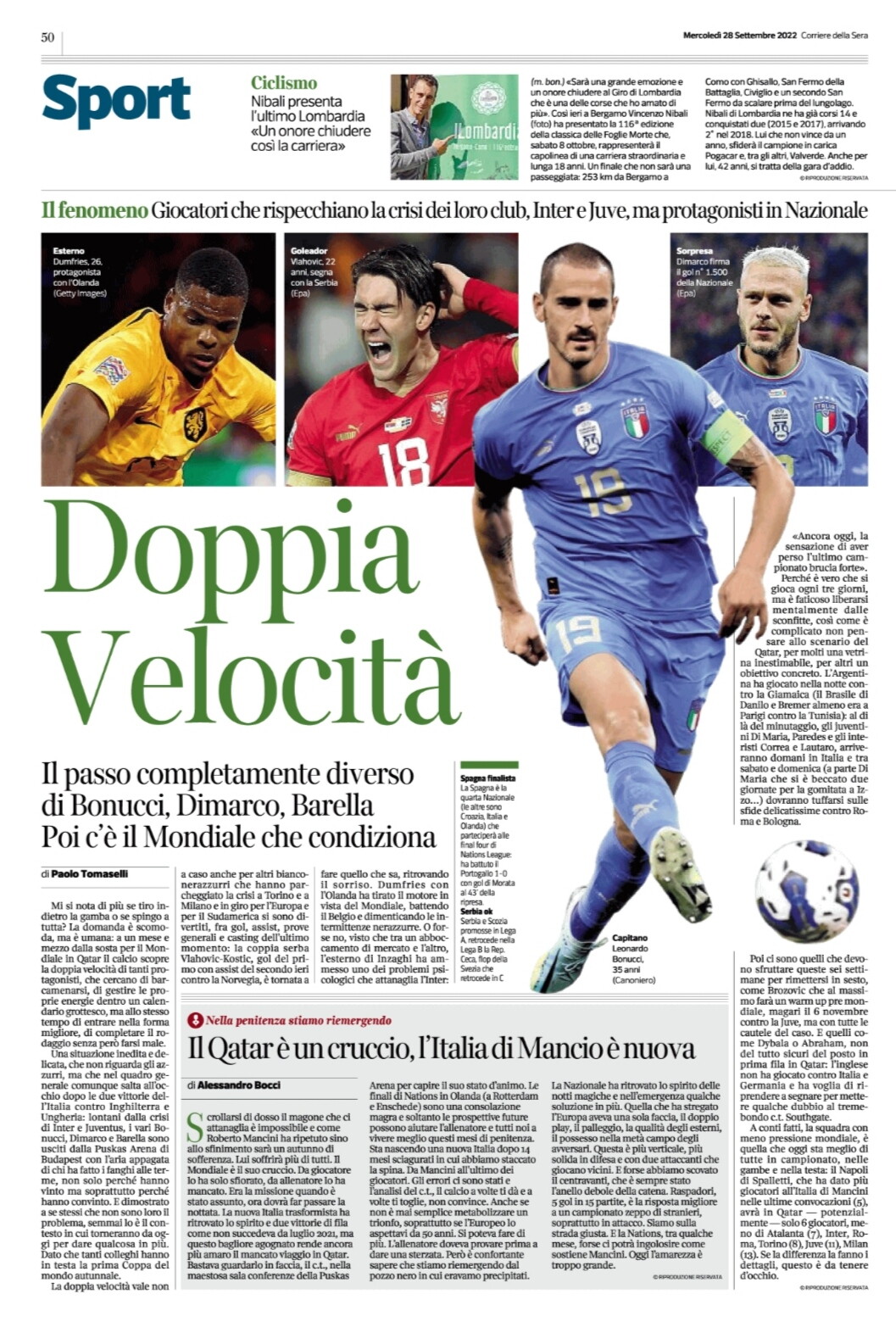 I giornali del 28 settembre