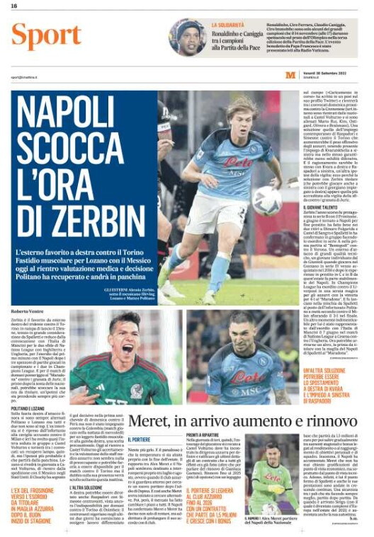 I giornali del 30 settembre