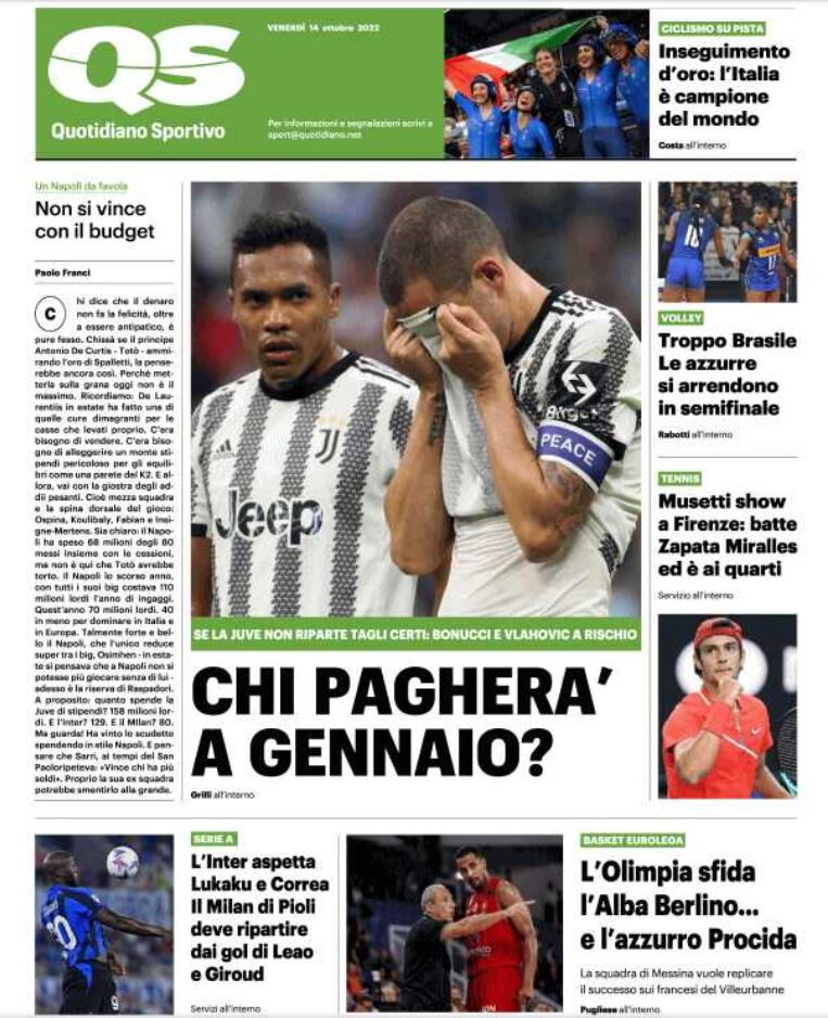 I giornali: 14 ottobre