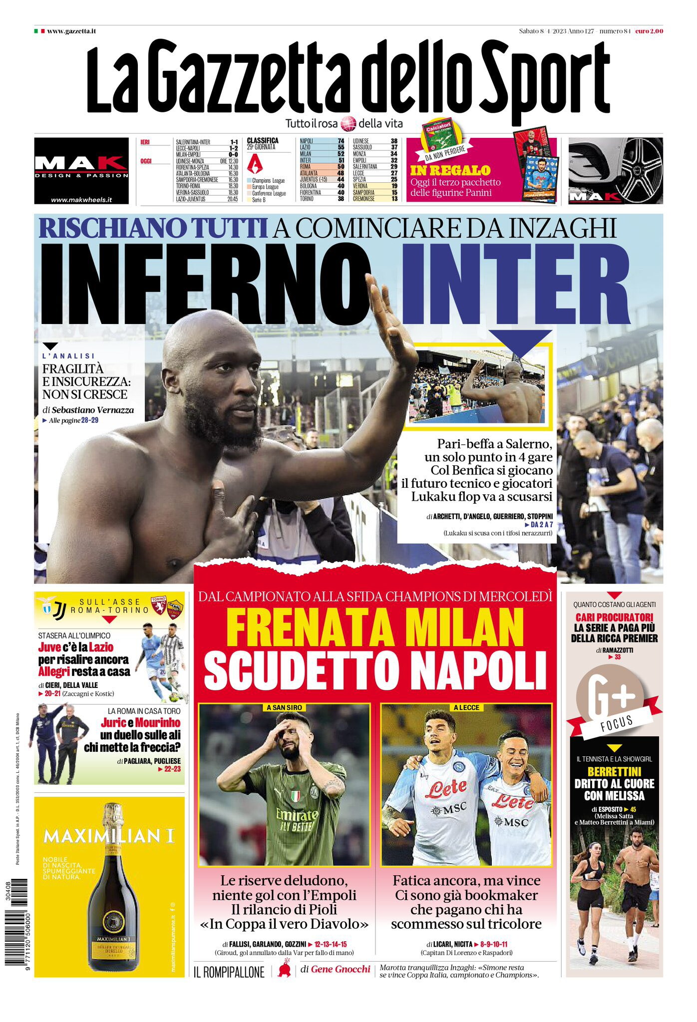 I giornali del 8 aprile