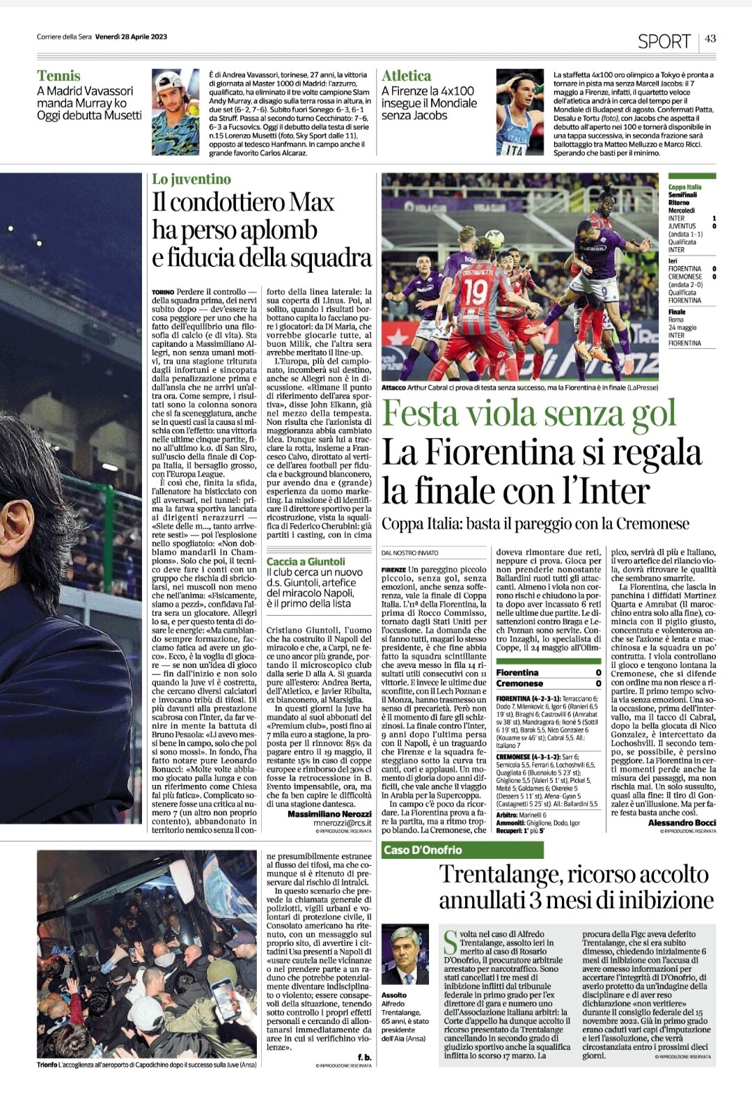 I giornali del 28 aprile 2023