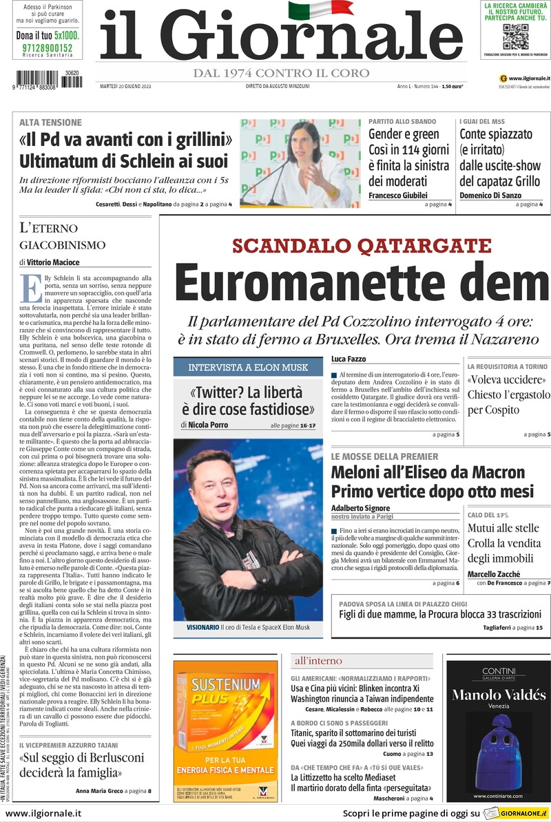 I giornali del 20 giugno 2023