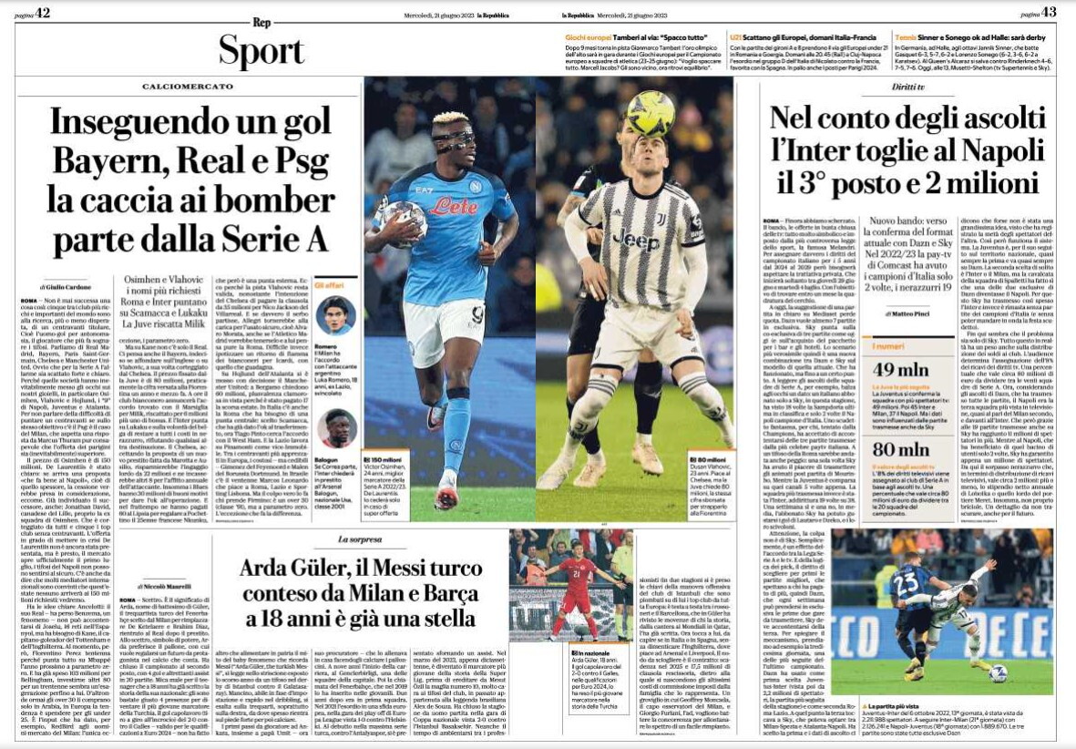 I giornali del 21 giugno 2023