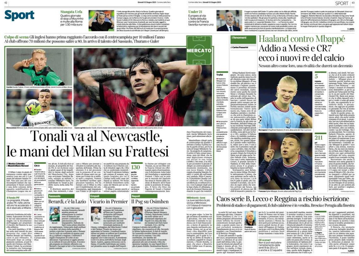 I giornali del 22 giugno 2023