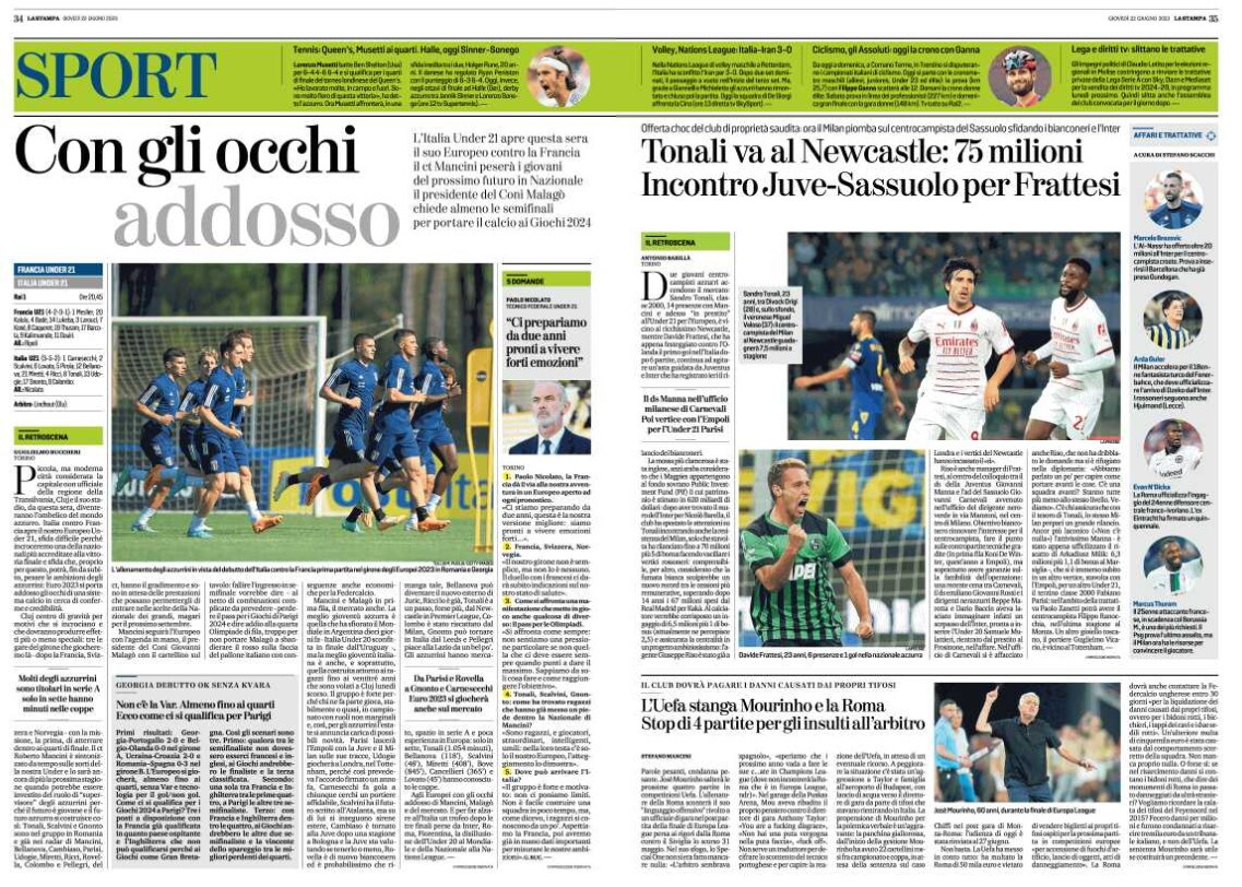 I giornali del 22 giugno 2023