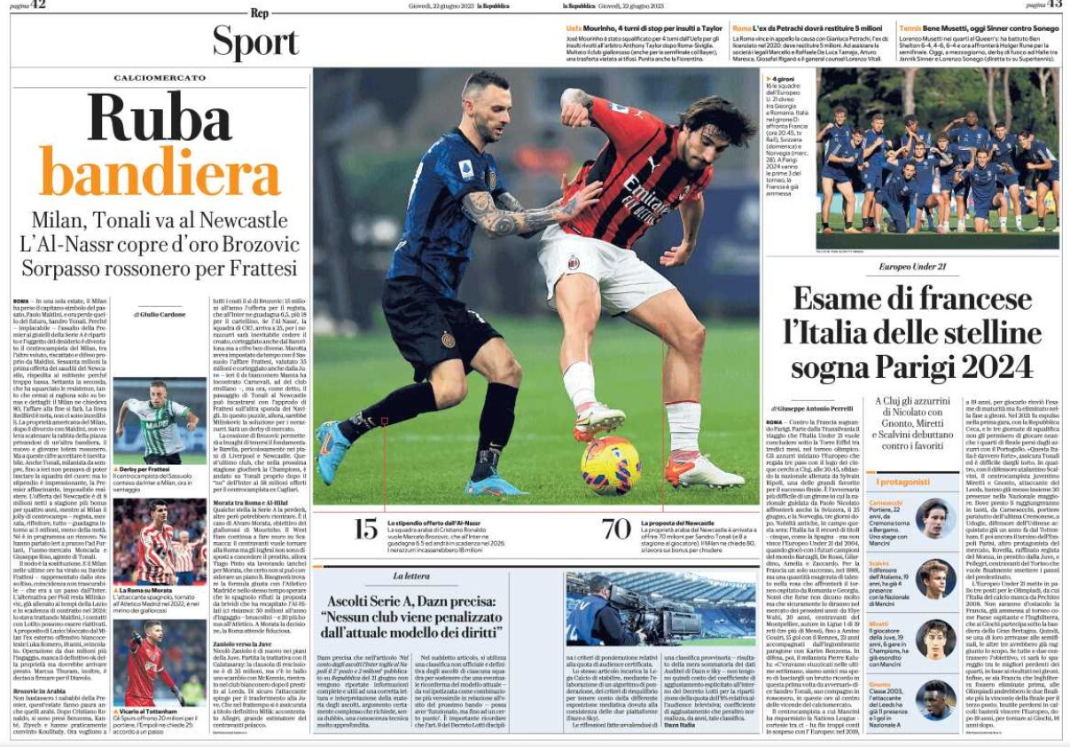 I giornali del 22 giugno 2023