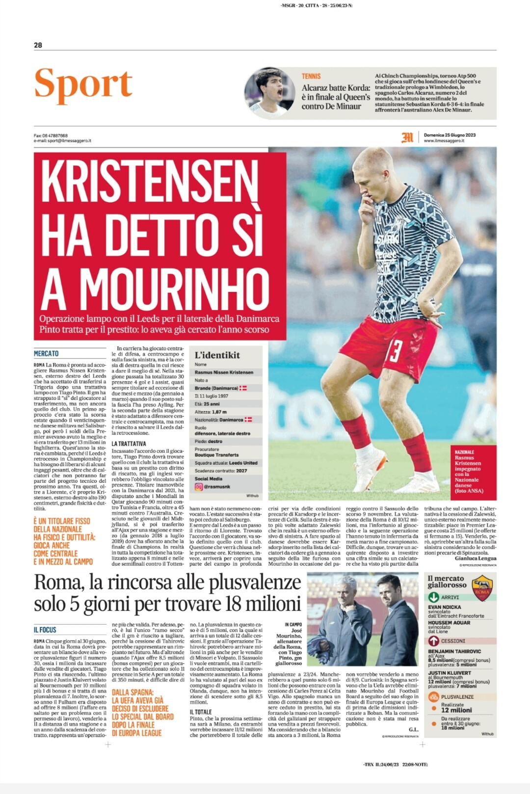 I giornali del 25 giugno 2023