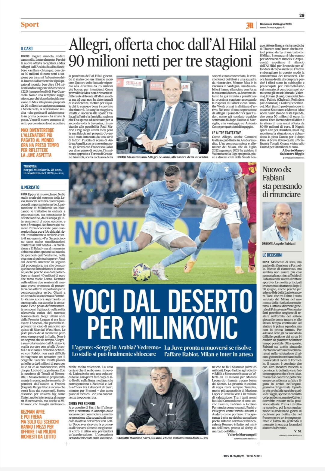 I giornali del 25 giugno 2023