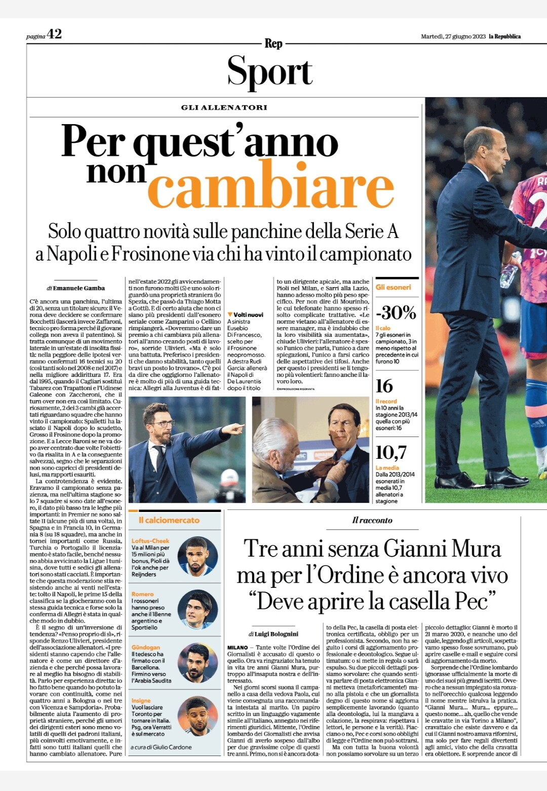 I giornali del 27 giugno 2023