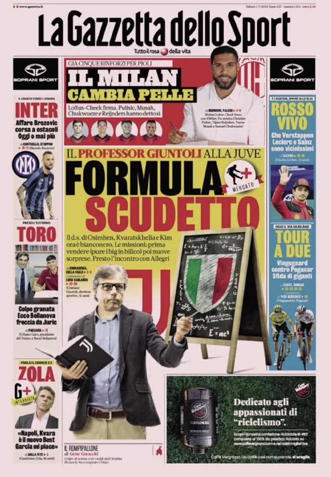 I giornali: sabato 1 luglio