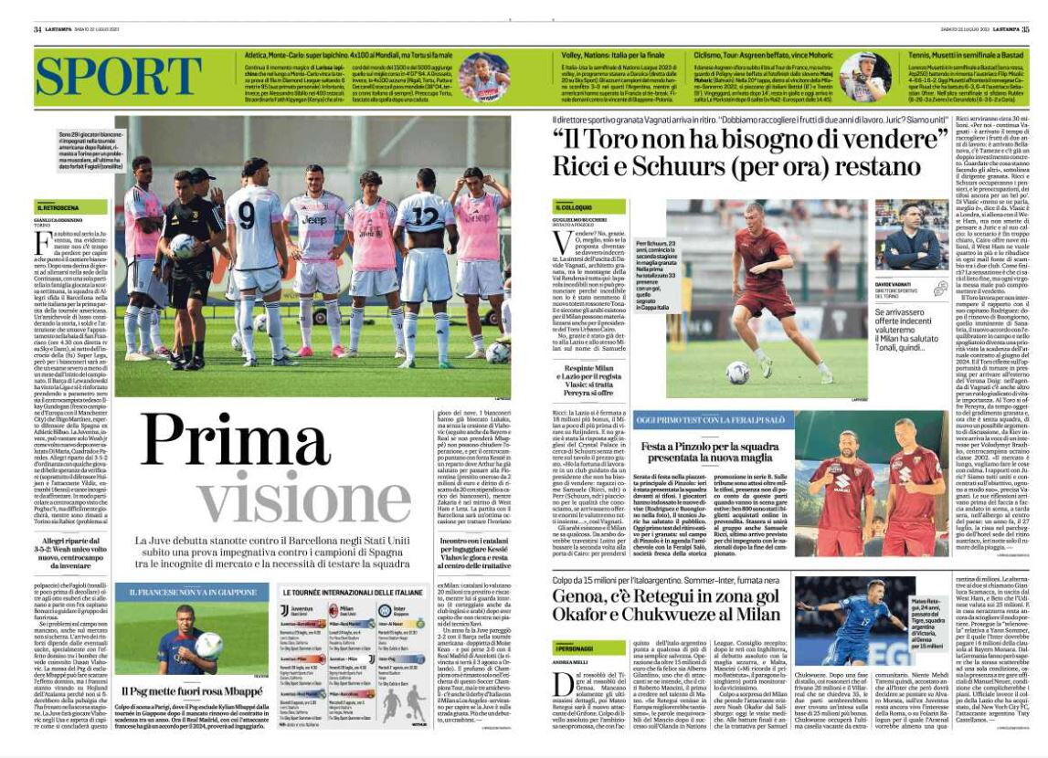 I giornali: sabato 22 luglio