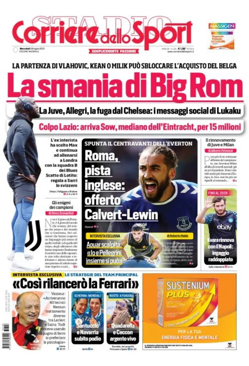 I giornali: mercoledì 26 luglio