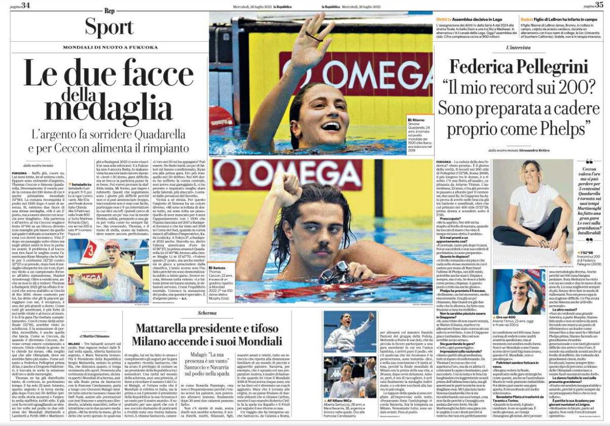 I giornali: mercoledì 26 luglio