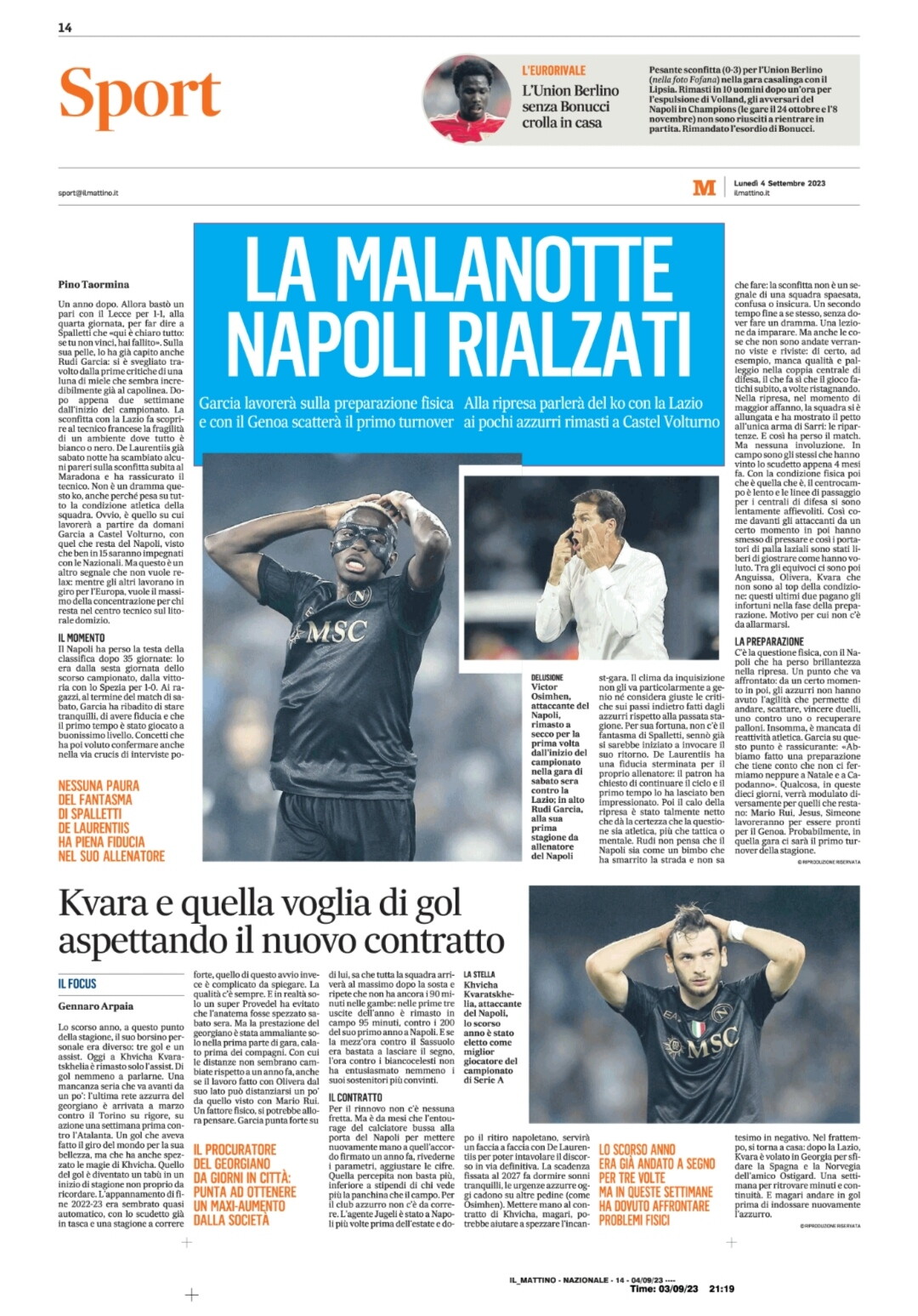 I giornali del 4 settembre 2023