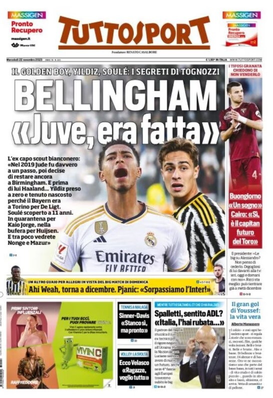 I giornali di mercoledì 22 novembre 2023