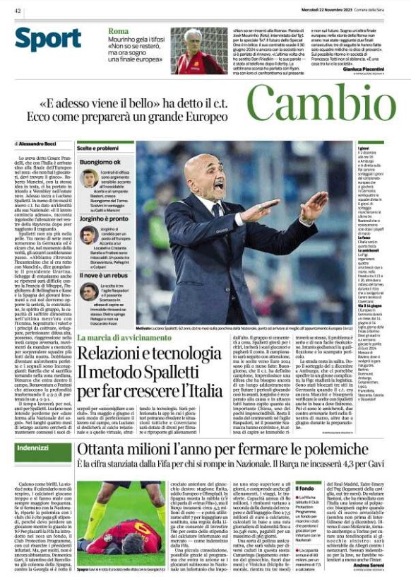 I giornali di mercoledì 22 novembre 2023