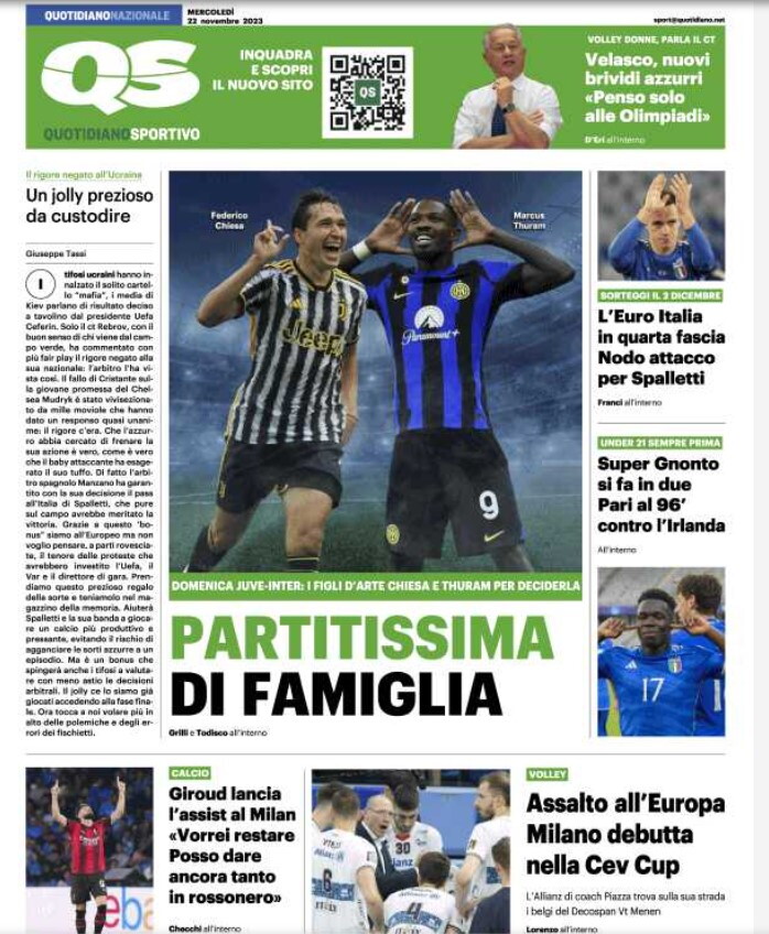 I giornali di mercoledì 22 novembre 2023