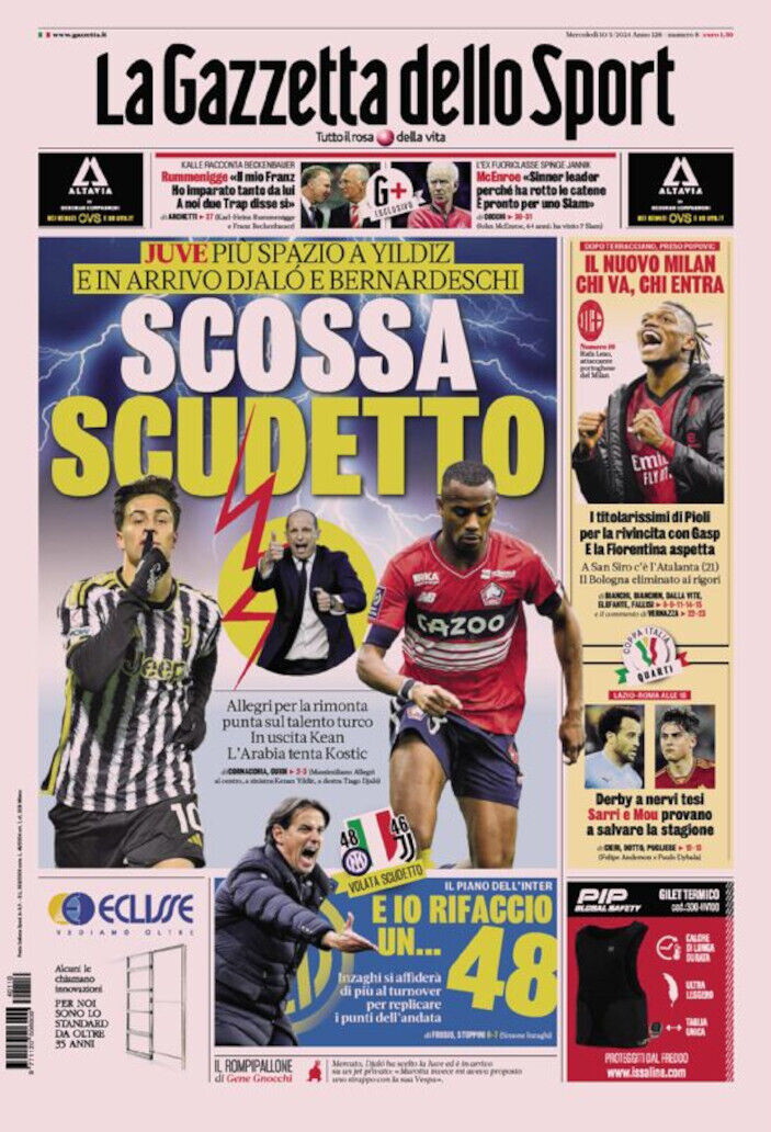 I giornali del 10 gennaio 2024