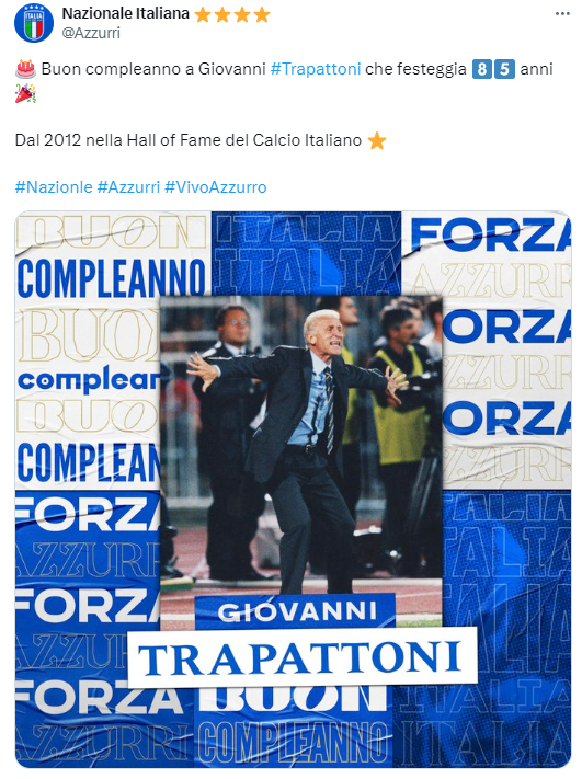 Giovanni Trapattoni compie 85 anni: gli auguri delle sue squadre e ...
