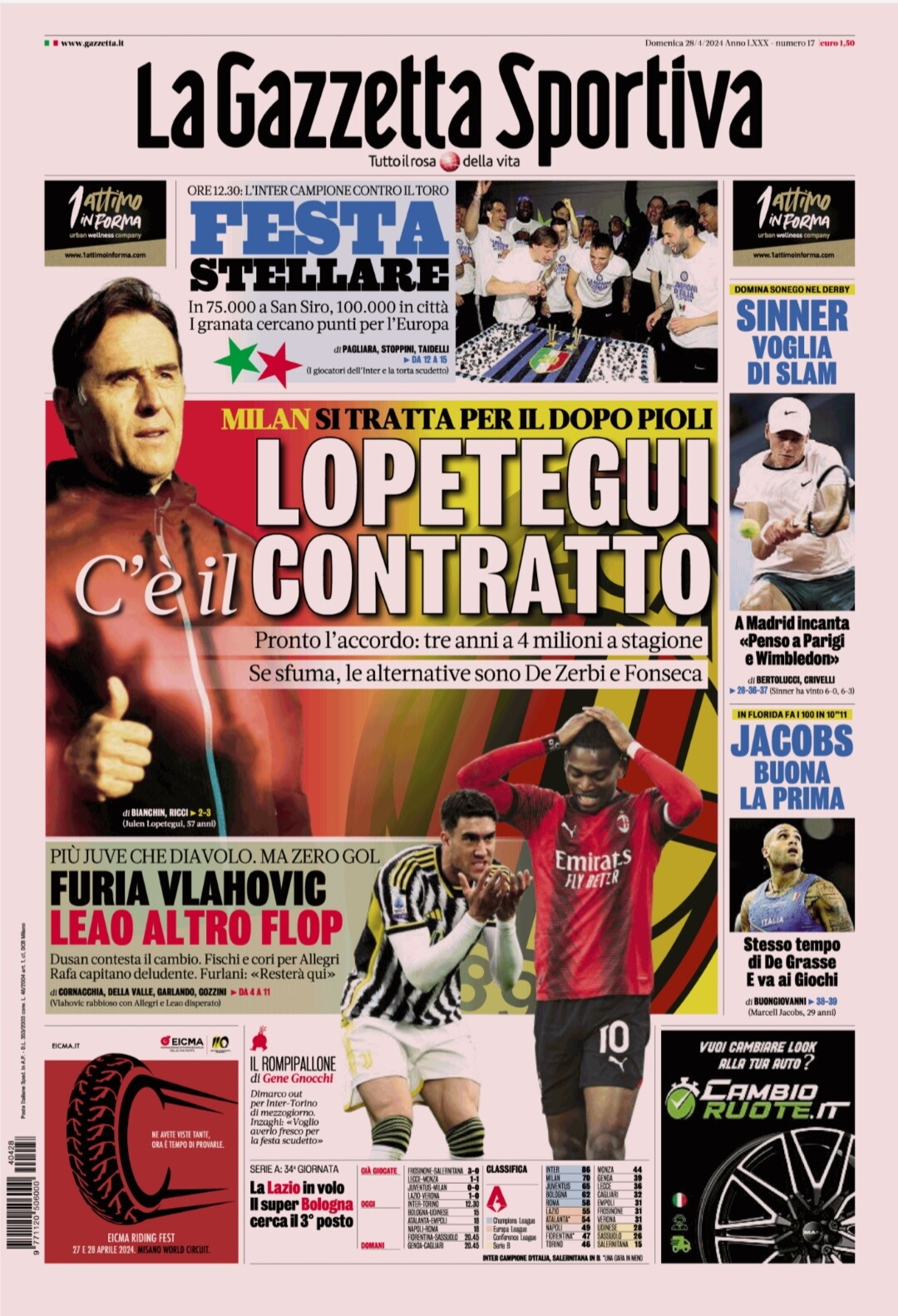 I giornali del 28 aprile 2024