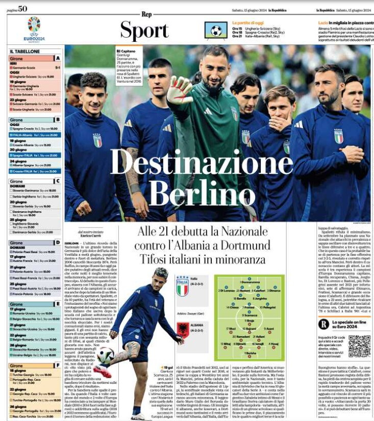 I giornali del 15 giugno 2024