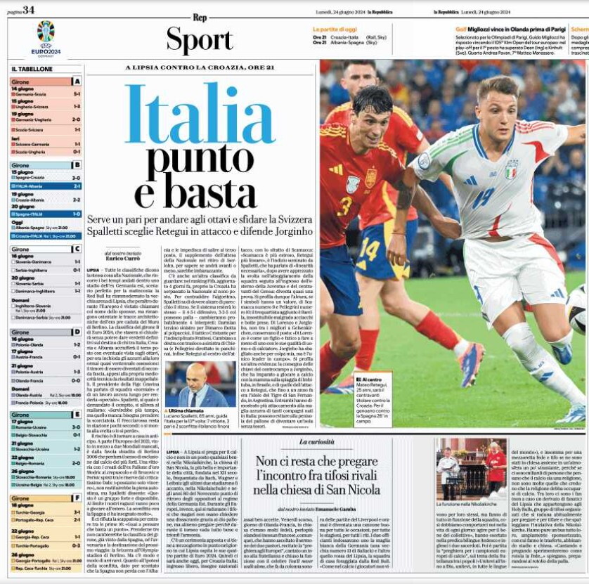 I giornali del 24 giugno 2024