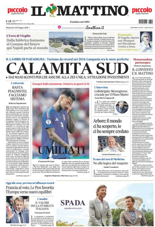 I giornali: domenica 30 giugno 2024