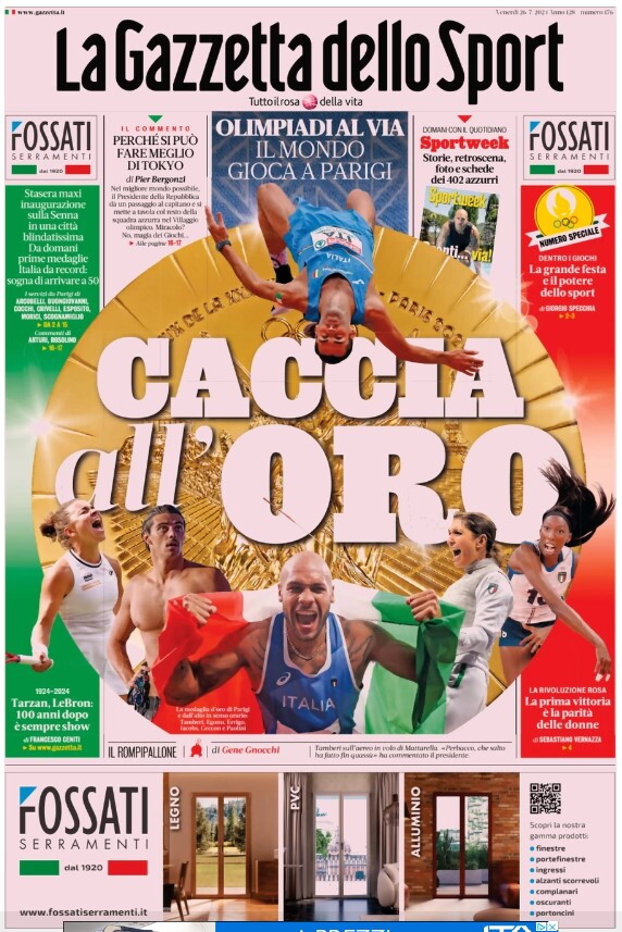 I giornali: venerdì 26 luglio