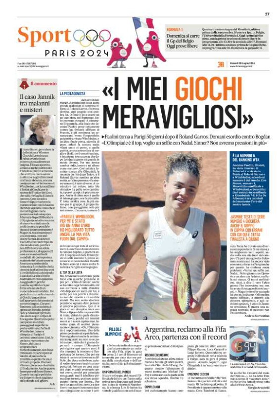 I giornali: venerdì 26 luglio